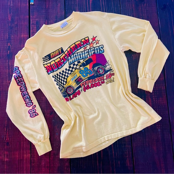 Tops | Vintage Racing Tee Graphic Stock Car Race 1986 Vintage | Poshmark